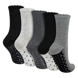 5 Paar Damen Fu&szlig;bett-Socken mit Spitzeneffekt - Weiche, baumwollreiche Alltagssocken