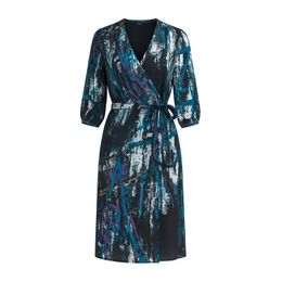 Blaues Wickelkleid mit Print