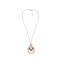 Steuer Modeschmuck Anh&auml;nger mit Kette Metall gelb Holz