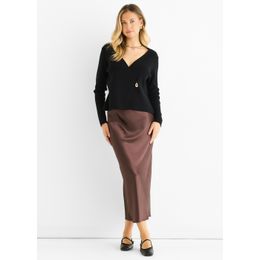 Kompakte Strickjacke mit schwarzem Knopfverschluss