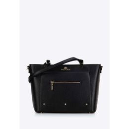 Wittchen Damen-Shopper-Tasche aus Leder mit F&auml;chern, schwarz und gold