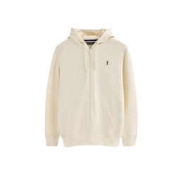 Sweatshirt ecru mit Kapuze, ganzem Rei&szlig;verschluss und Rigby Go-Logo