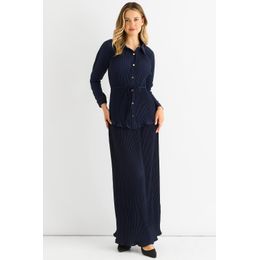 Navy Plissee Maxirock mit elastischer Taille