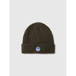 North Sails Beanie Breiter Rippstrick mit Logo-Patch