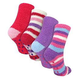 4er Pack M&auml;dchen Bett-Socken - Warm Weich Gem&uuml;tlich Winter Alltag Komfort