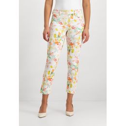 Leggie Shape-On Cropped Skinny Jeans | Wei&szlig; mit gemischten Rott&ouml;nen
