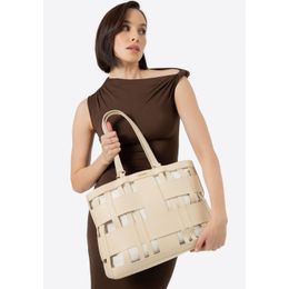 Wittchen Damen-Shopper-Tasche aus gewebtem Kunstleder, Beige