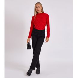 Roter Diamant-Nieten-Body mit Kutte vorne