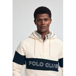Sweatshirt ecru mit halbem Rei&szlig;verschluss und Polo Club-Logo
