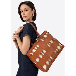 Wittchen Damen-Shopper-Tasche aus gewebtem Kunstleder, braun, Lederimitat