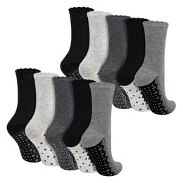 10 Paar Damen Socken mit Spitzen-Effekt - Weiche Baumwoll-Socken f&uuml;r den Alltag