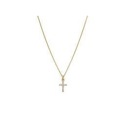 Lyomi Anh&auml;nger 585/- Gelbgold Kreuz 11 synth. Diam. 0,09ct.