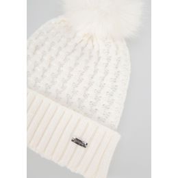 Wittchen Damenhut mit feinem Muster und Bommel, cremefarbene Viskose