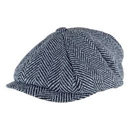 Herringbone-Muster Fleece gef&uuml;ttert Winter Wolle Newsboy Hut Kappe