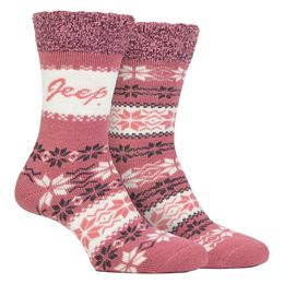 JEEP 2 Paar Damen Thermal-Muster Fairisle Socken warme Wintersocken
