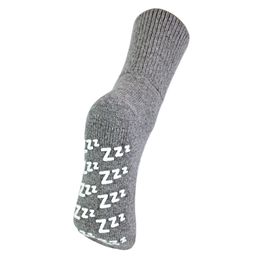 Sock Snob Damen warme, rutschfeste Slipper-Bettsocken aus Kaschmir-Wollmischung mit Zzz-Griffen, Grau