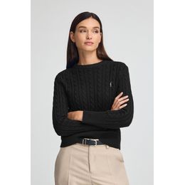 Pullover schwarz mit Rundhalskragen aus Wollgemisch mit gesticktem Rigby Go-Logo