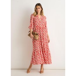 Rotes Geo Print Smock Maxikleid
