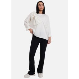 Cremefarbenes Pullover-Top mit kontrastierender Schleife in &Uuml;bergr&ouml;&szlig;e