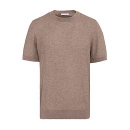T-Shirt Basic-Strick-T-Shirt Mit Rundhalsausschnitt Und Kn&ouml;pfen