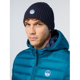 North Sails Beanie Breiter Rippstrick mit Logo-Patch