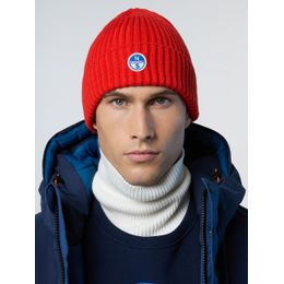 North Sails Beanie Breiter Rippstrick mit Logo-Patch