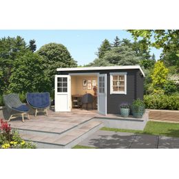 Gartenhaus Lasita Maja "Amira 175", grau (carbongrau), ohne Fu&szlig;boden, ohne Dacheindeckung, Massivholz, Gartenh&auml;user, Gartenhaus, Blockbohlenhaus 28mm