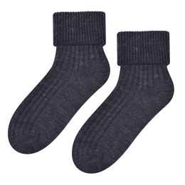 Damen Bettsocken aus Wolle | Steven | Superweiche, gem&uuml;tliche Lounge-Schlafsocken, Anthrazit