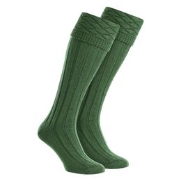 Herren Premium Wolle Kilt Socken Kniehoch mit Rautenmuster umgeschlagenem Bund