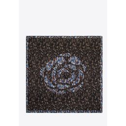 Wittchen Damen-Seidenschal mit braun-blauen Mustern, braun-blaue Seide