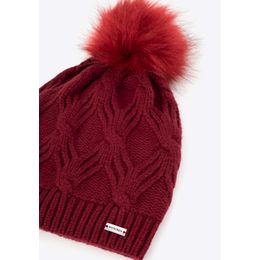 Wittchen Damen Winterm&uuml;tze mit Bommel, Burgunderrot, Burgunderrote Viskose