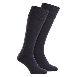 Herren Premium Wollkilt-Socken kniehoch mit Rautenmuster und umschlagbarem B&uuml;ndchen
