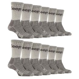 JEEP 12 Paar Herren Luxuri&ouml;se Gepolsterte Baumwoll-Wandersocken