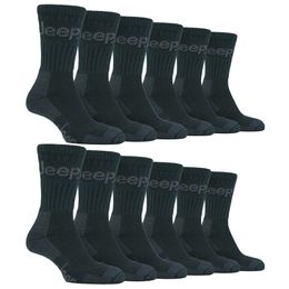 JEEP 12 Paar Herren Luxus gepolsterte Baumwoll-Wandersocken