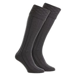 Herren Premium Wollkilt-Socken Knielang mit Rautenmuster und Umschlagoberteil