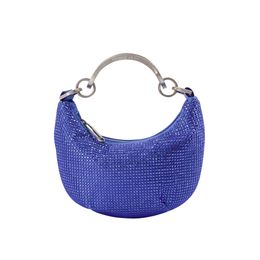 Off-White Mini Binder Clip Tasche in Strass / Blau