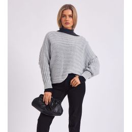Gestreifter Batwing-Pullover in &Uuml;bergr&ouml;&szlig;e