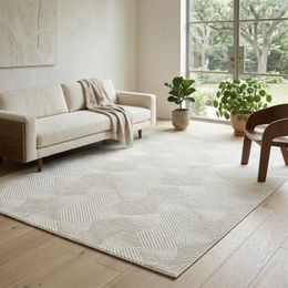 Teppich Sehrazat "Nora 5800, auch als L&auml;ufer", creme, B:120cm H:10mm L:170cm, Polyester, Polypropylen, Teppiche, Teppich, Kurzflor, grafisches Hoch Tief Muster, Wohnzimmer