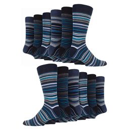 12 Paar Multipack Herren Baumwolle bunt gestreiften Kleid Socken | Socken Snob | gemusterten Business Casual Dress Socken - Leicester