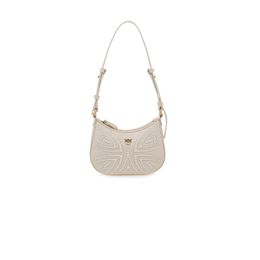 Pinko Halbmond Baby Vitello Morbido + Rafia-Stickerei