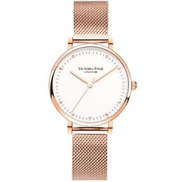 VICTORIA HYDE Uhr Metropolitan Crystal Mesh, rosegold-wei&szlig;