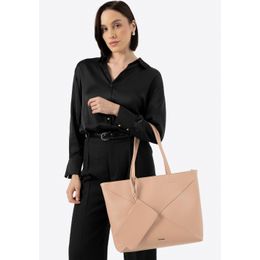 Wittchen Damen-Einkaufstasche aus Kunstleder mit Ziern&auml;hten, beige, &Ouml;ko-Leder