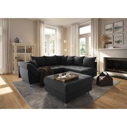 Ecksofa Collection AB "Innsbruck L-Form, B: 247 cm", schwarz, B:247cm H:87cm T:189cm, Microfaser PRIMABELLE (100% Polyester), Struktur (90% Polyester, 10% Polyacryl), Samtvelours (100% Polyester), Luxus-Microfaser Antiklederoptik (100% Polyester), Sofas, Ecksofa, inklusive Federkern, Recamiere links oder rechts montierbar