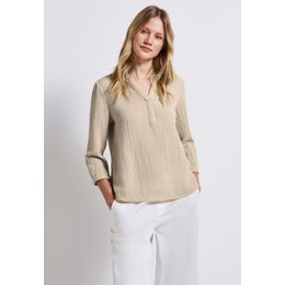 Tunika Street One, Damen, Gr. 34, beige (coastal beige), Web, 100% Baumwolle, unifarben, normal, V-Ausschnitt, eng B&uuml;ndchen, Tuniken, aus reiner Baumwolle