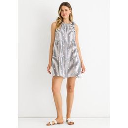 Marineblaues, gebl&uuml;mtes Baumwoll-Krawatten-Sommer-Minikleid