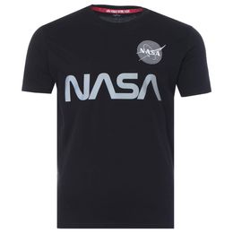 Alpha Industries Reflektierendes NASA Druck T-Shirt - Schwarz