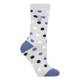 Heat Holders Lite - Isolierte Thermosocken f&uuml;r Damen | Mehrere Designs einschlie&szlig;lich Argyle Streifen Herzen Sterne | Warme Socken f&uuml;r den Winter - Hellgrau / Denim (Malaga)
