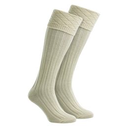 Herren Premium Wollkilt-Socken Knielang Rautenmuster Umgeschlagene Spitze