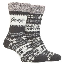 JEEP 2 Paar Damen Thermo-Muster-Fairisle Socken Warme Wintersocken
