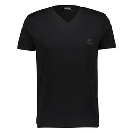 Diesel Ton in Ton gehaltenes schwarzes T-Shirt mit Logo und V-Ausschnitt